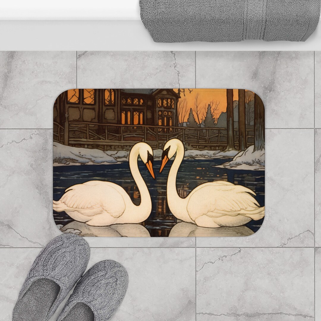 Swan Bath Mat, Swan Decoration, Storybook Decor, Cottagecore Bathroom ...