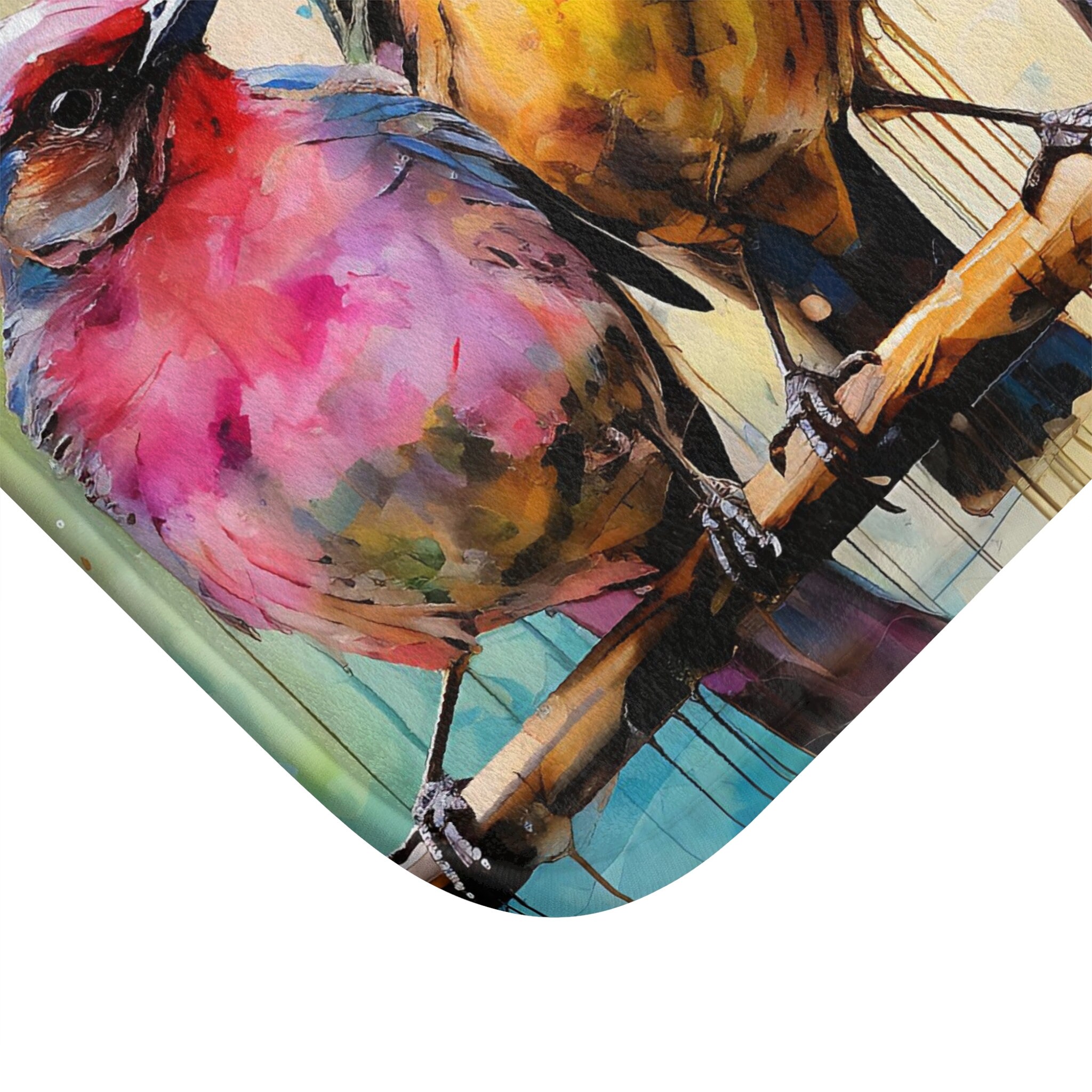 Birds Bath Mat, Birds Watercolor Art Decor, Cozy Dorm Room Decor for ...