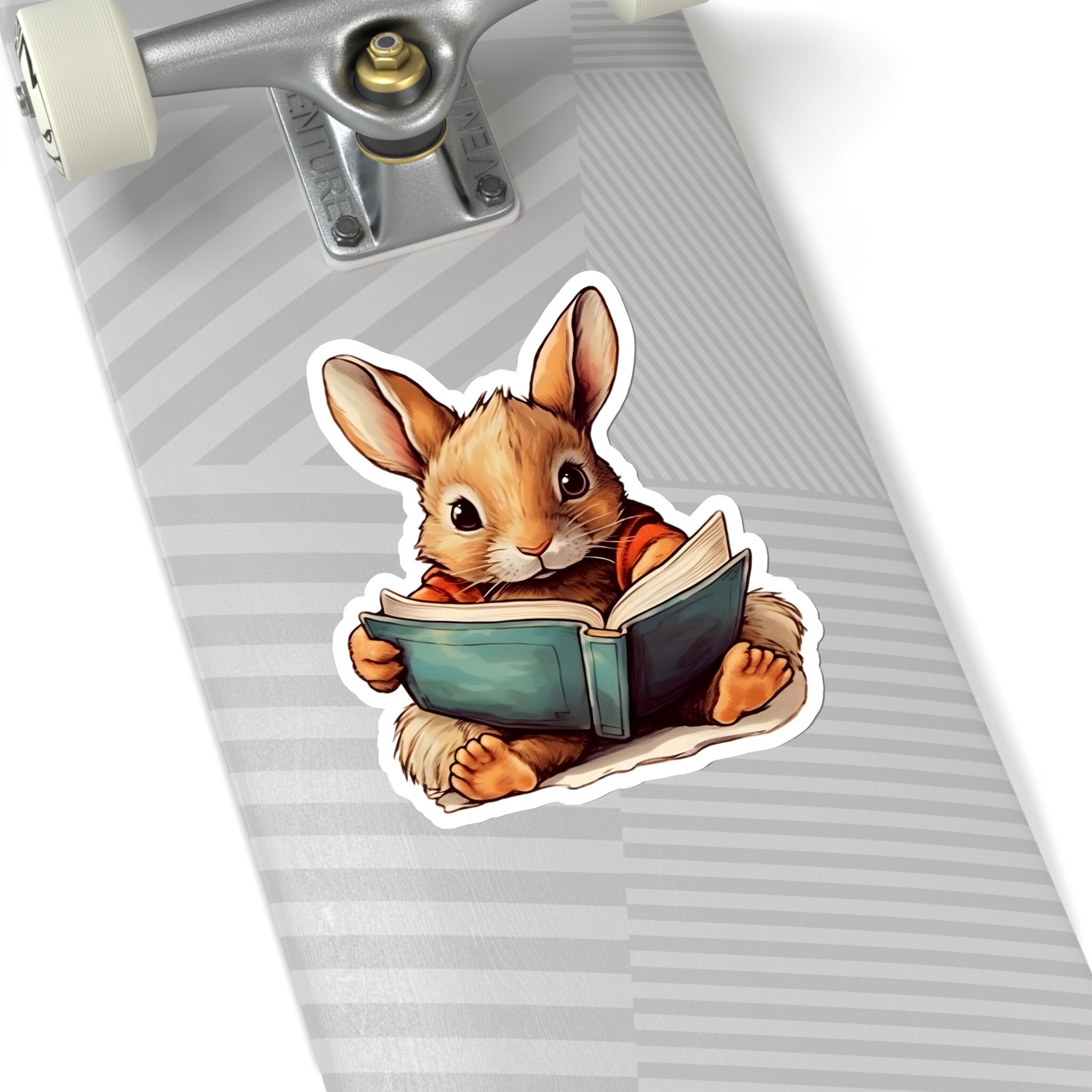 Baby Bunny Reading Sticker Rabbit Decal Vinyl Laptop - Etsy