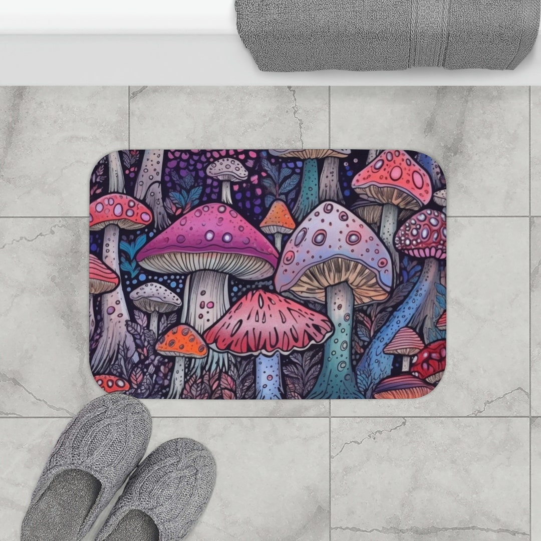 Forest Mushroom Bath Mat | Whimsical Cottagecore Mushroom Bathroom ...