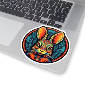 Mystery Bunny Rabbit Head Sticker, Psychedelic Colors Rabbit Sticker ...