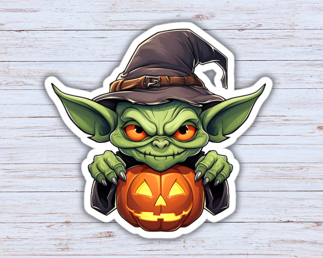 Halloween Goblin With Jack-o-lantern Sticker, PC Decal, Laptop Sticker ...