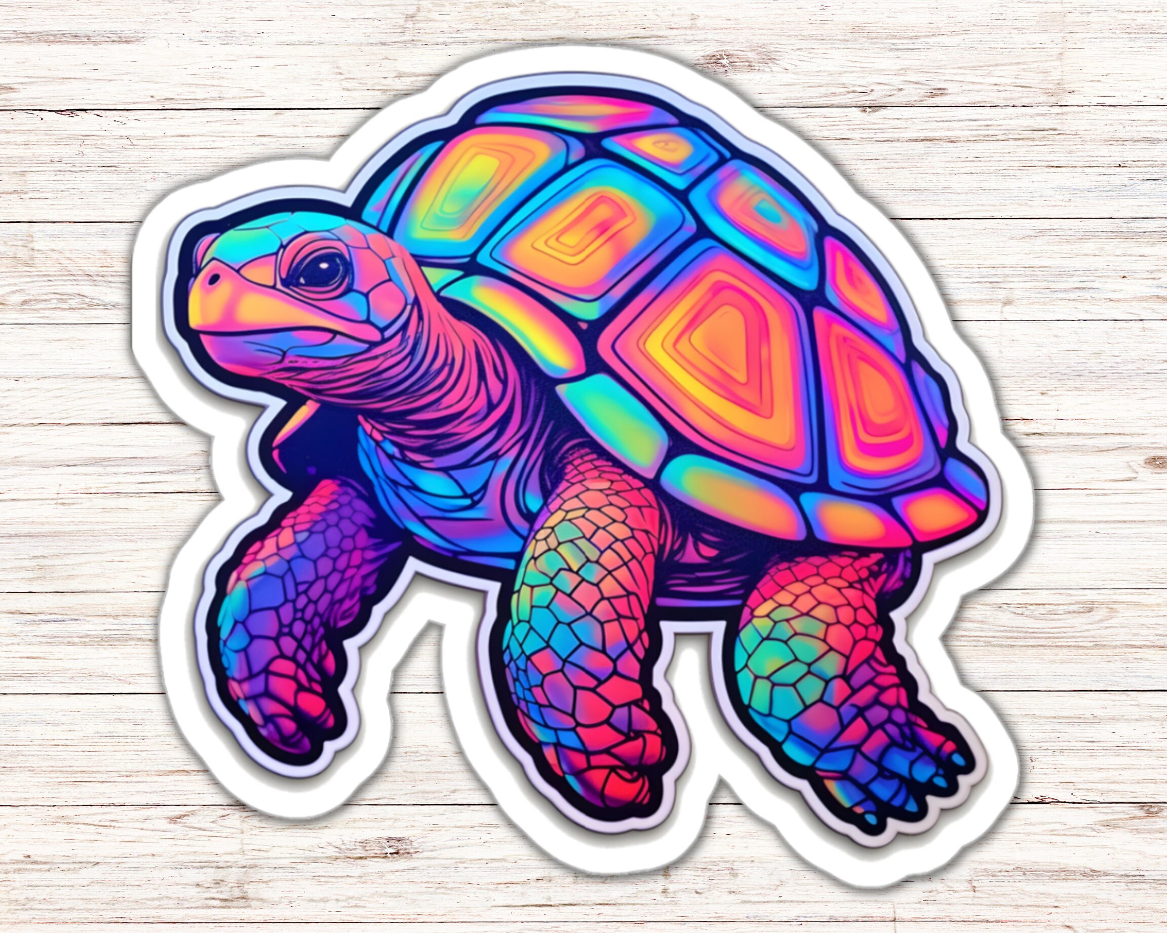 Turtle Sticker, Neon Turtle, Psychedelic Colors Sticker, Baby Turtle ...