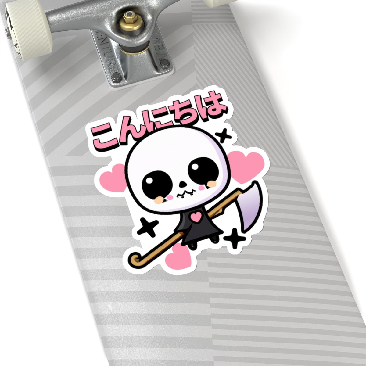 Kawii Skeleton Reaper Konichiwa Sticker, Cute Kawaii Skeleton, Hello ...