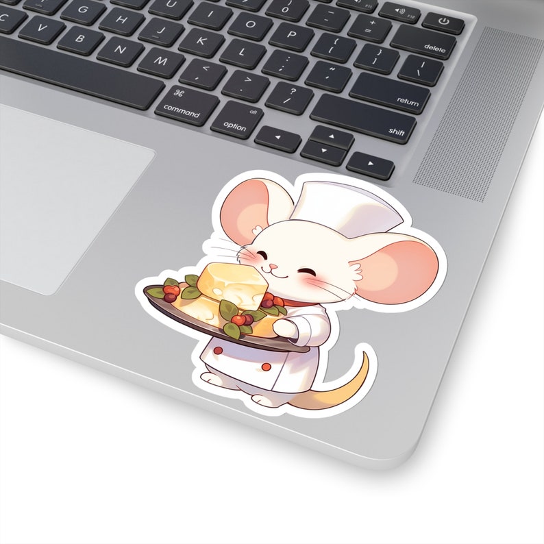 Kawaii Mouse Chef Sticker, Cute Kawaii Mouse Holding Plate of Cheeses ...