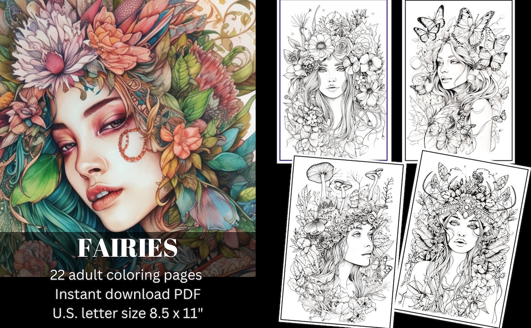 Fae Folk: Fairy Coloring Pages - Adult Coloring Pages - Etsy