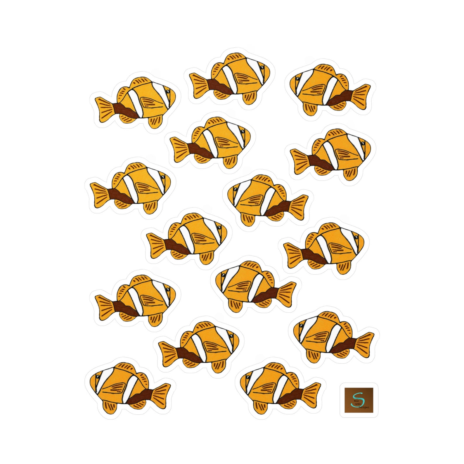 Yellow Clownfish Vinyl Decals, Sheet of 15 Fish Stickers - Etsy