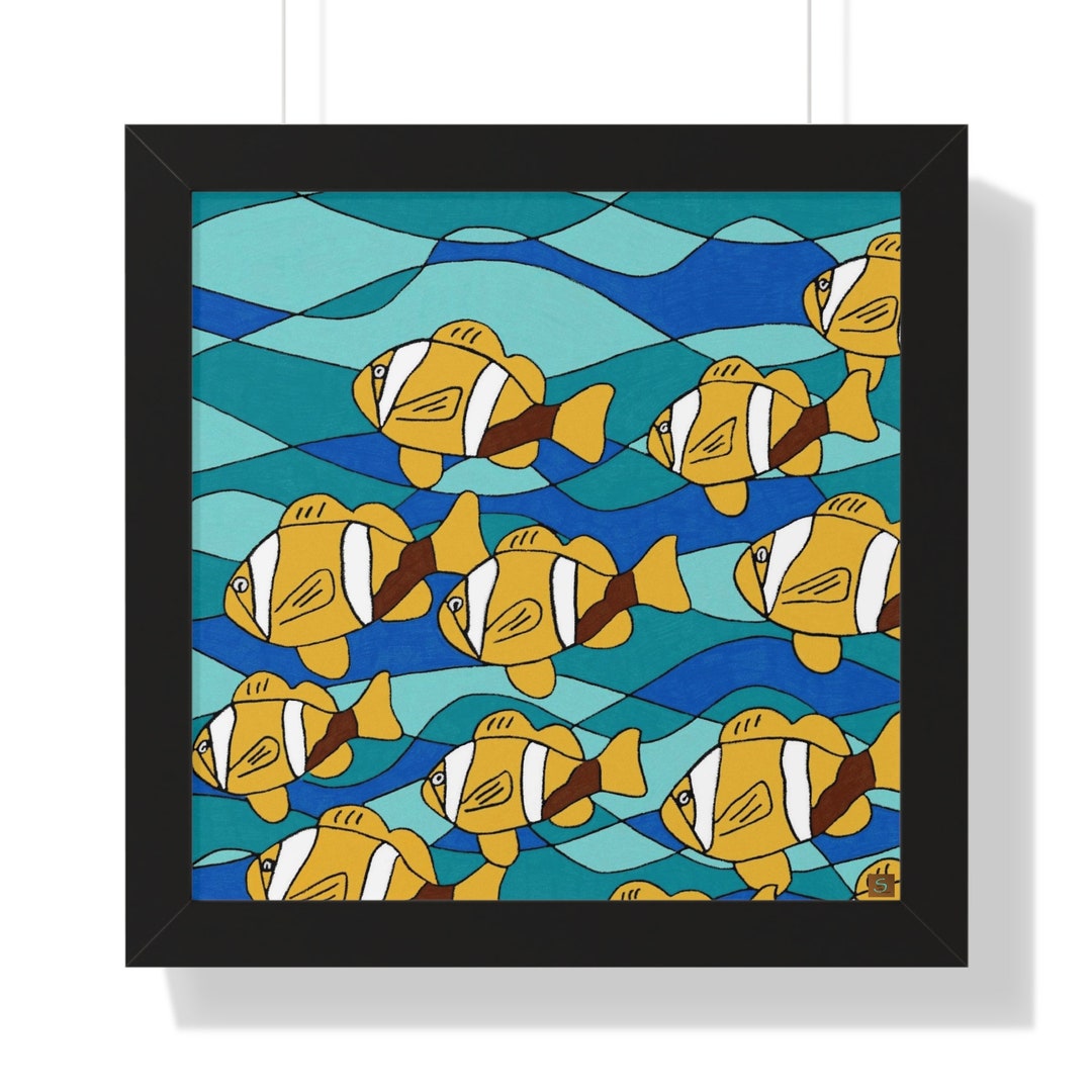 Yellow Clownfish (picture 4 of 4 in the Clownfish Art Series) Square ...