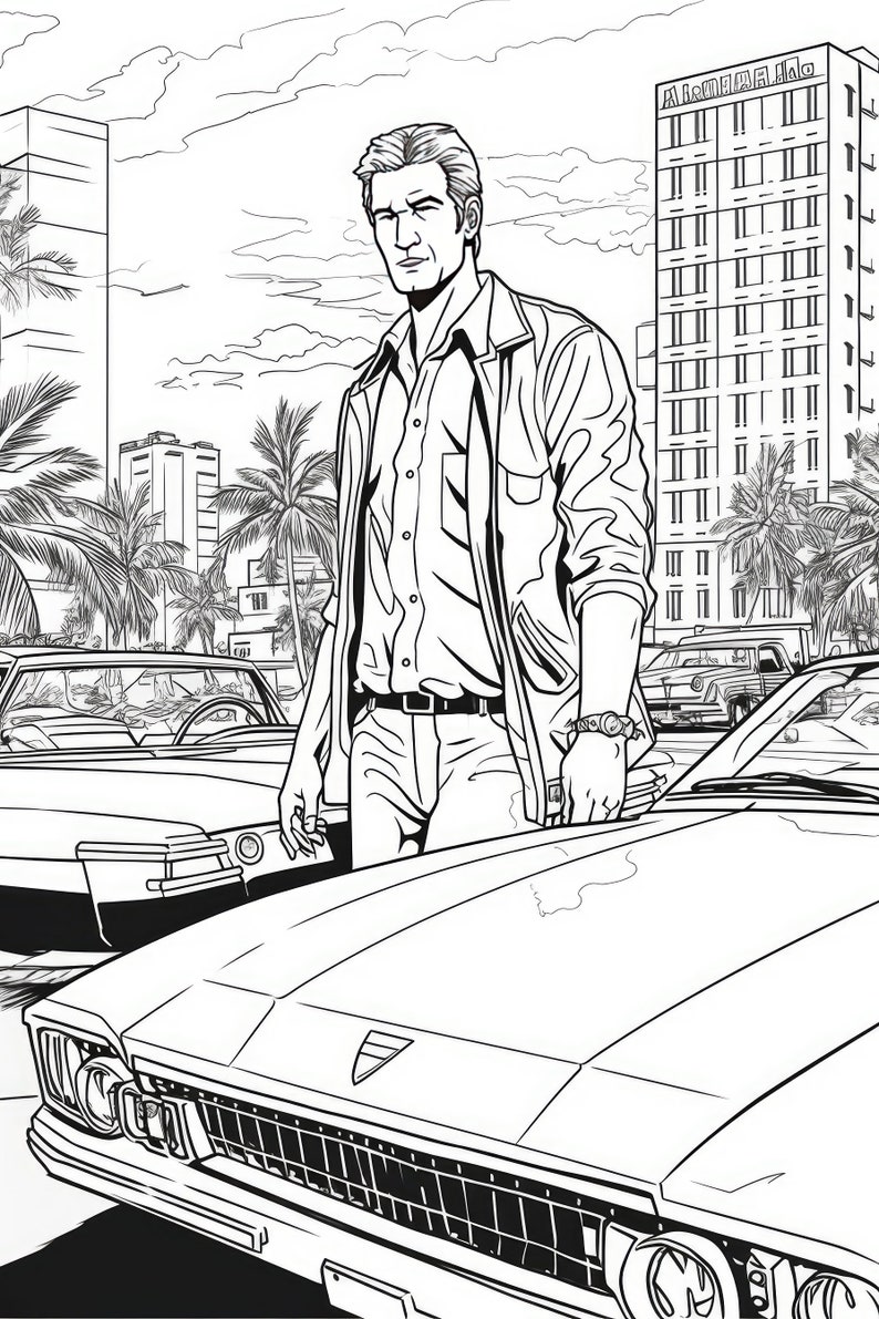 Grand Theft Auto 106 Coloring Pages, Adults, Instant Digital Download ...