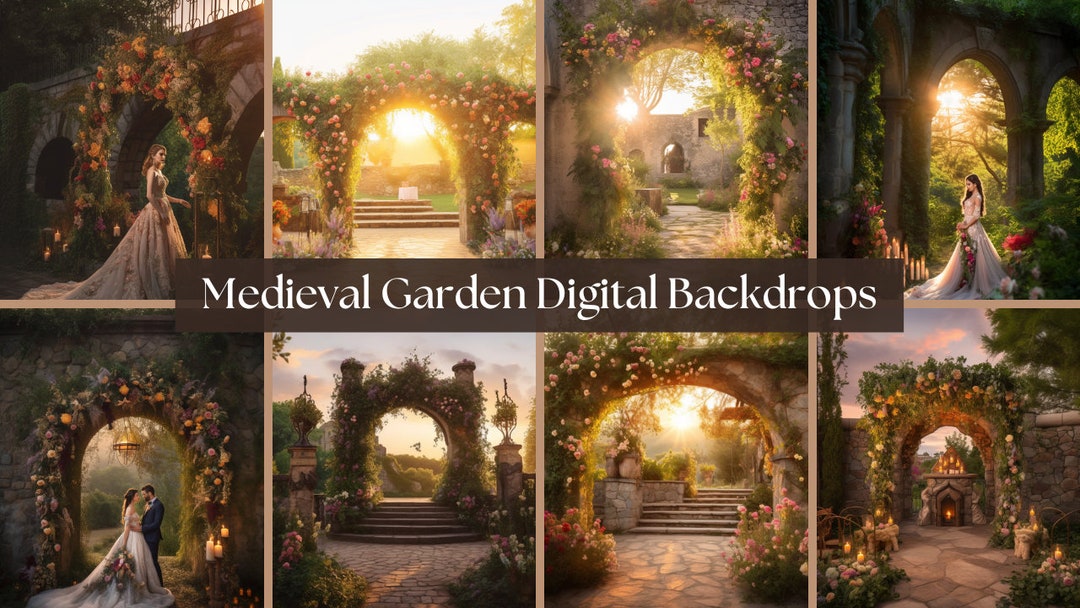 69x Medieval Garden Digital Backdrops, Photoshop Textures Overlays ...