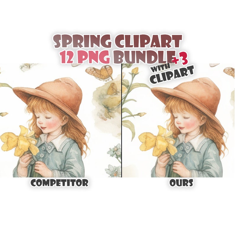Spring Clip Art Bundle: 12 High-res PNG File With Transparent ...