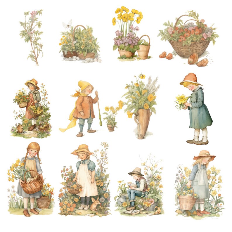 Spring Clip Art Bundle: 12 High-res PNG File With Transparent ...