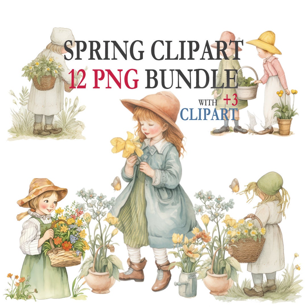 Spring Season Clip Art Bundle: 12 High-res PNG Transparent Background ...