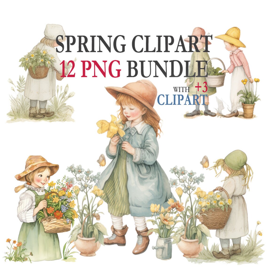 Spring Season Clip Art Bundle: 12 High-res PNG Transparent Background ...