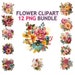 Flower Clipart Bundle: 12 High-res PNG Files With Transparent ...