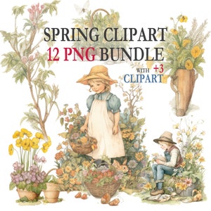 Spring Clip Art Bundle: 12 High-res PNG File With Transparent ...
