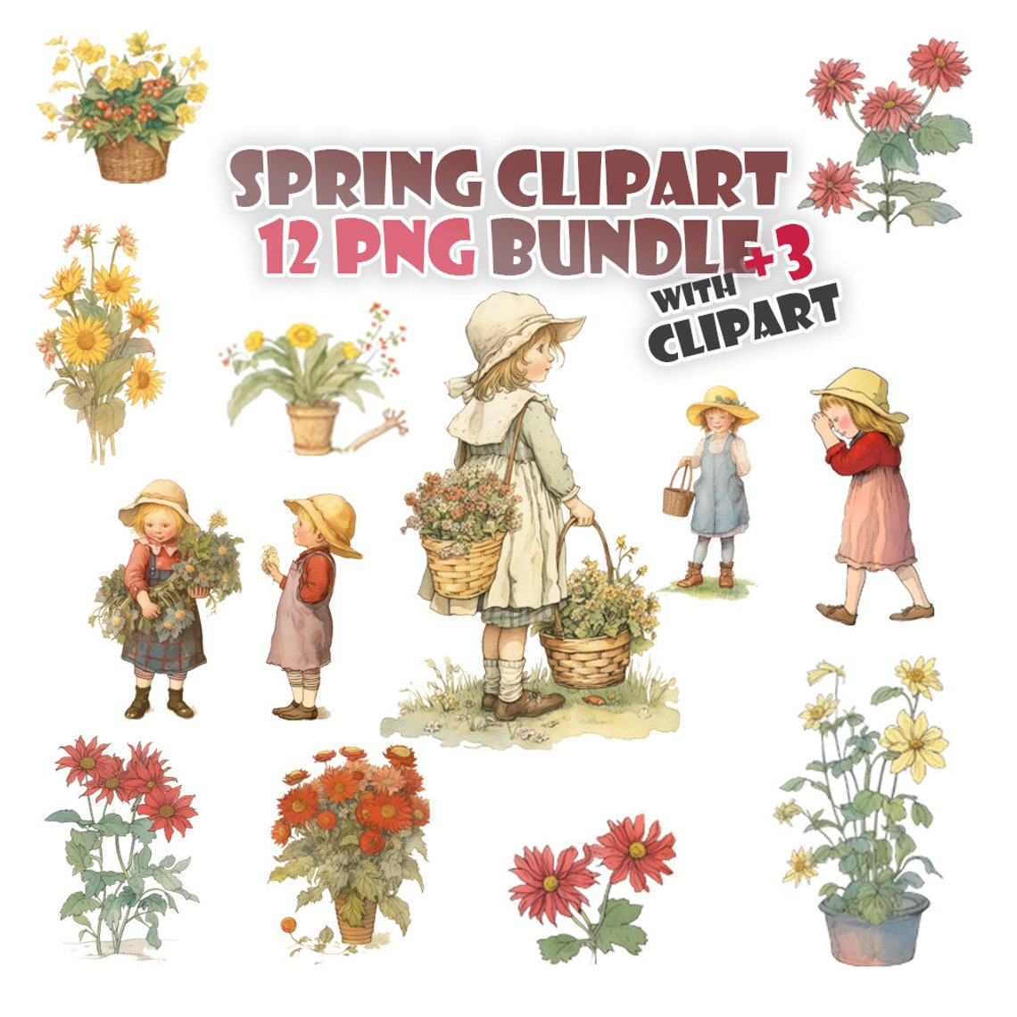 Spring Clipart Bundle: 12 High-res PNG Files With Transparent ...
