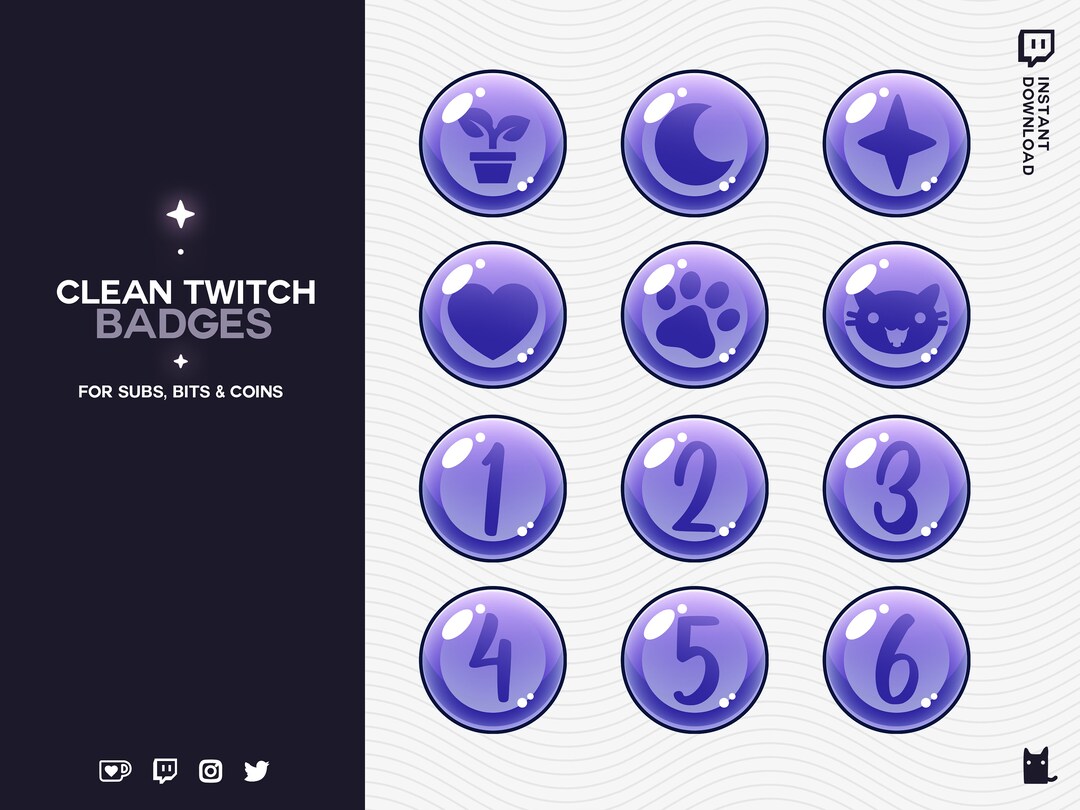 Clean Twitch Badges 12 Badges for Twitch sub Bits Coins & - Etsy