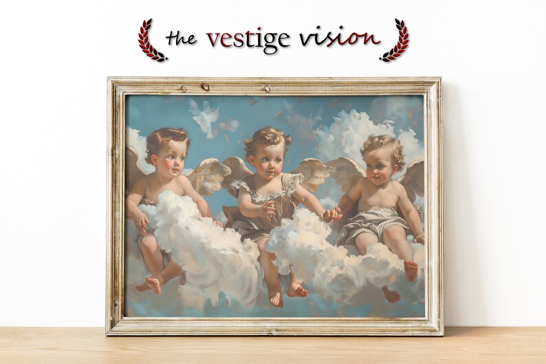 Cherub Triplets in the Clouds | Christian Heavens | Realistic Painting ...