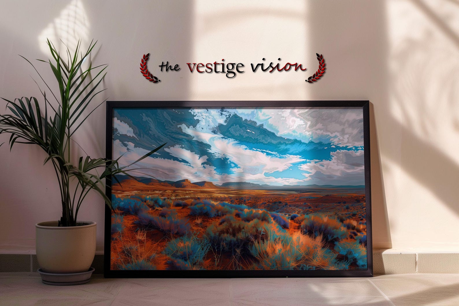 Desert Butte Ridgeline Panorama | Shrubs and Sand | Realistic | Art ...