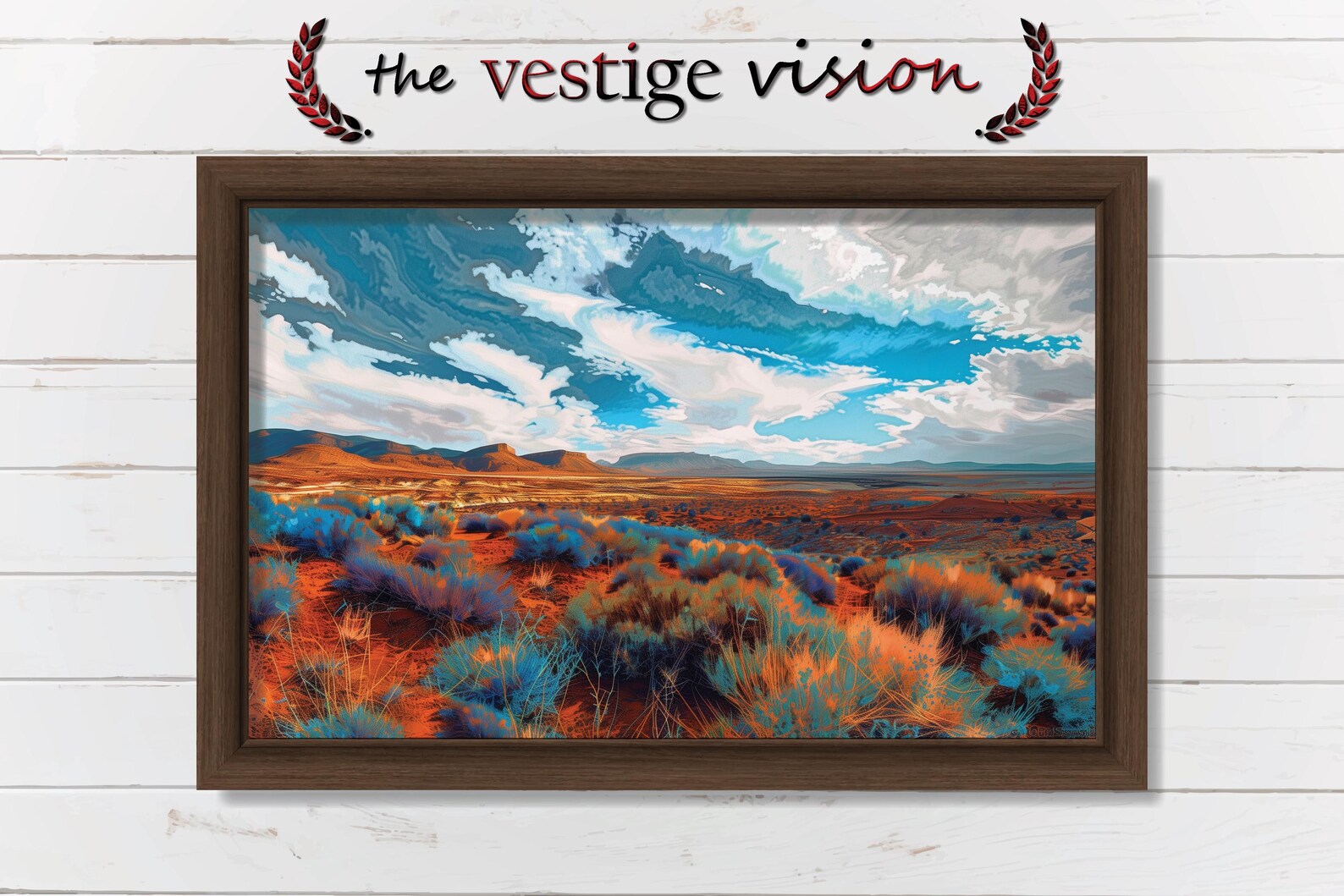Desert Butte Ridgeline Panorama | Shrubs and Sand | Realistic | Art ...
