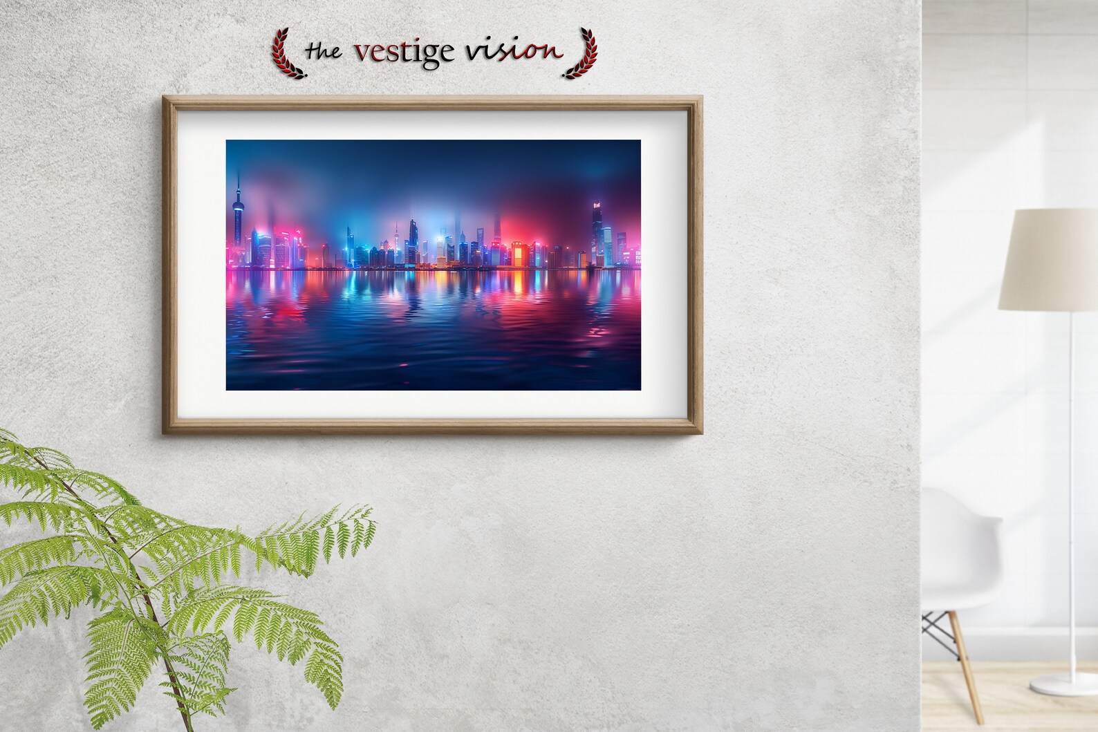 Neon Cyberpunk Skyline Coast | Surreal Futuristic | Panoramic View ...