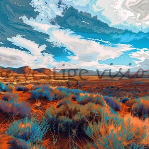 Desert Butte Ridgeline Panorama | Shrubs and Sand | Realistic | Art ...