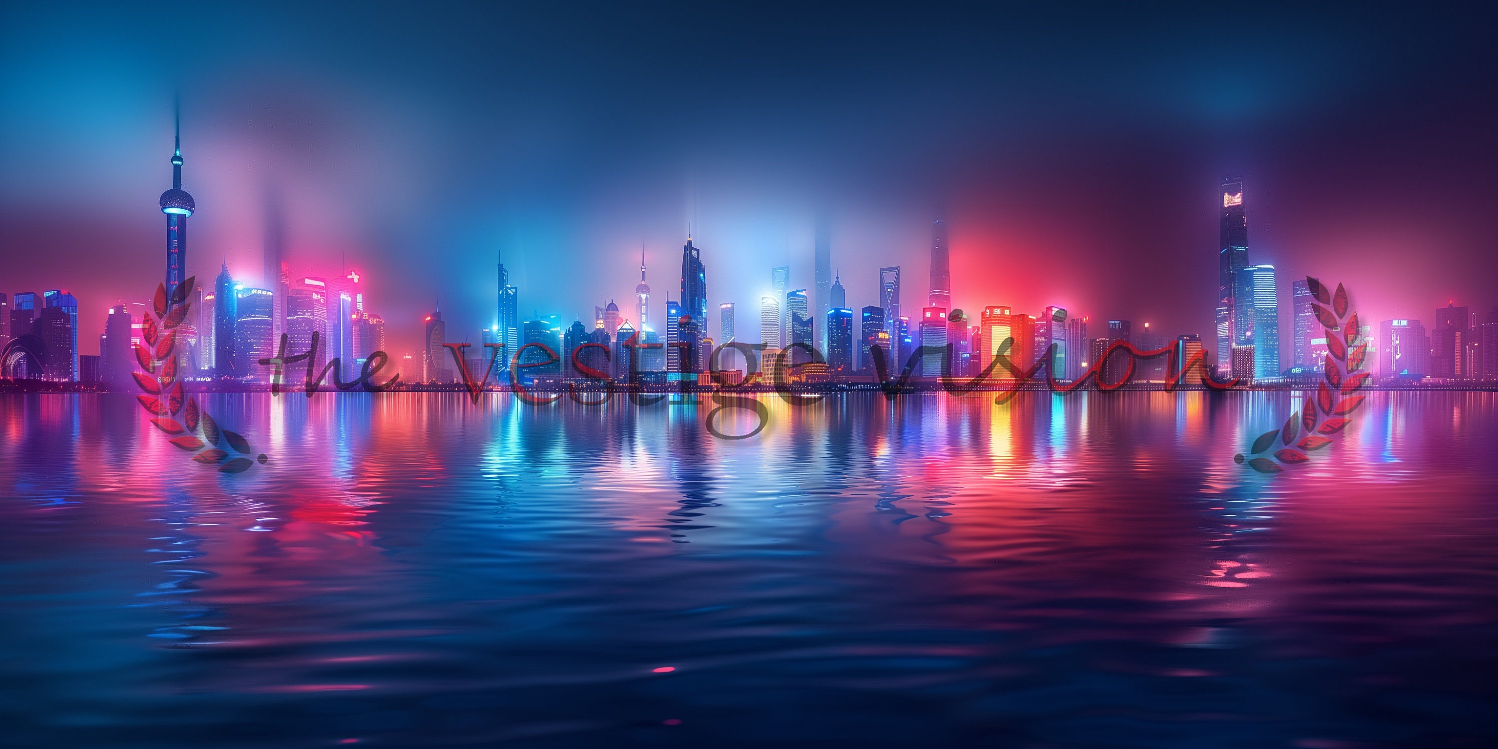 Neon Cyberpunk Skyline Coast | Surreal Futuristic | Panoramic View ...