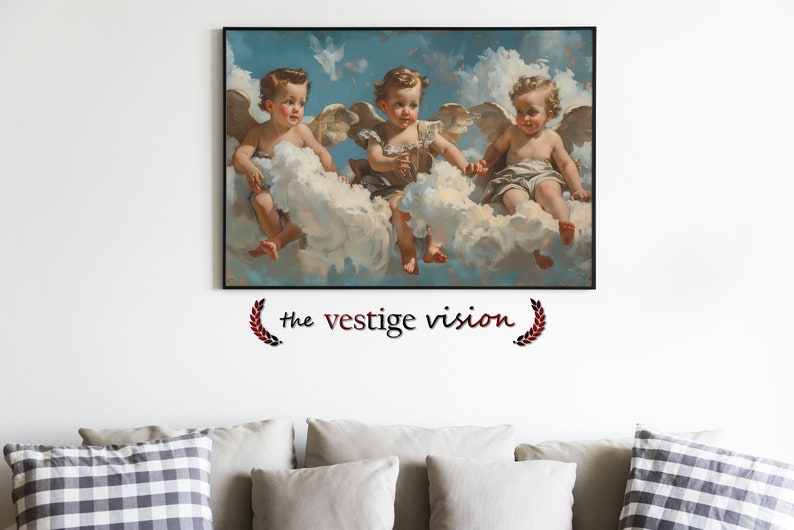 Cherub Triplets in the Clouds | Christian Heavens | Realistic Painting ...
