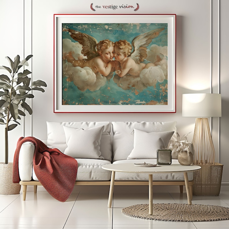 Cherub Sibling Love | Christian Imagery | Heavens | Painting | Worn ...