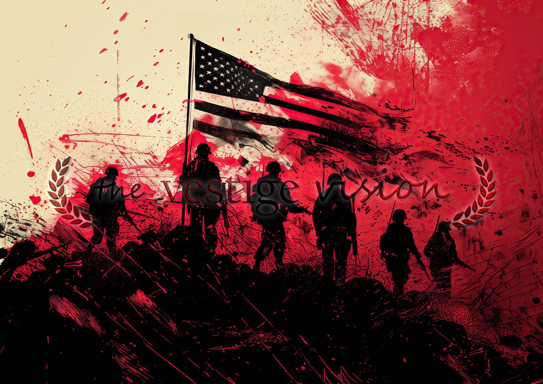 Patriotic Battlefield | US Flag | Soldier Silhouettes | Abstract ...