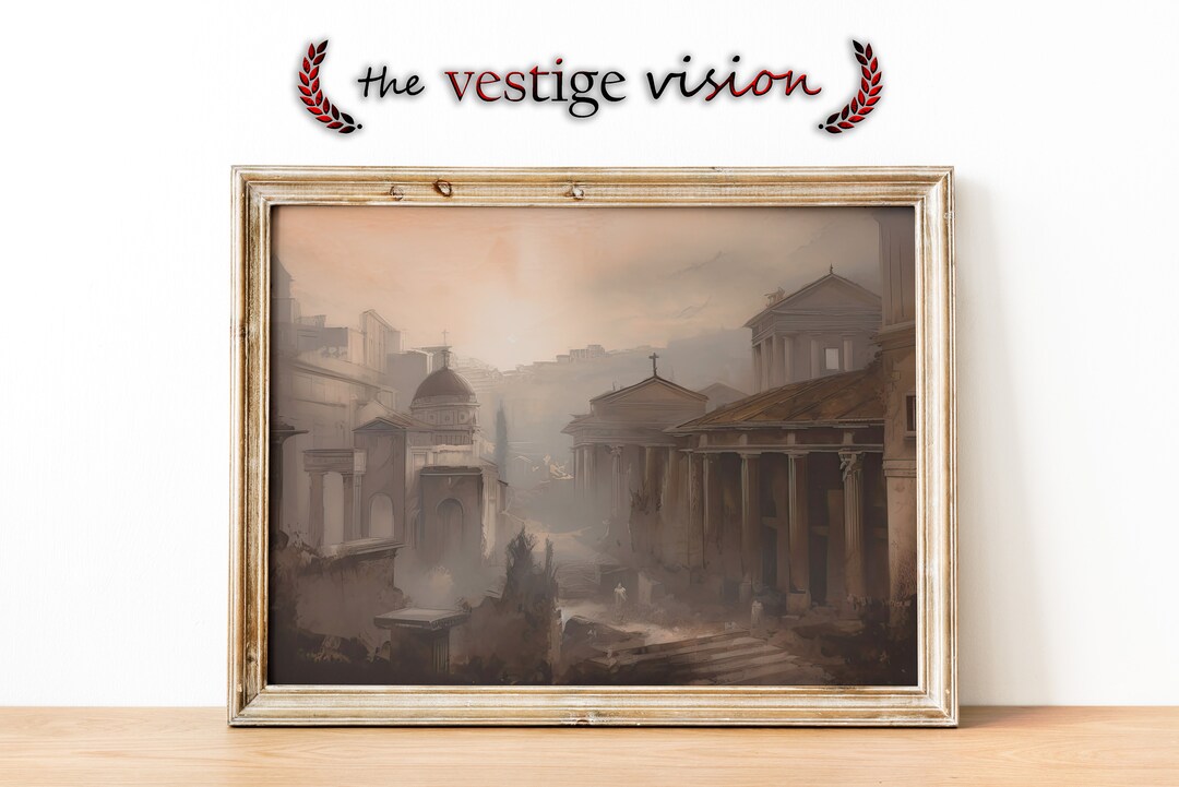 Ancient Rome Cityscape Vintage Wall Art | Neutral Tones | Watercolor ...