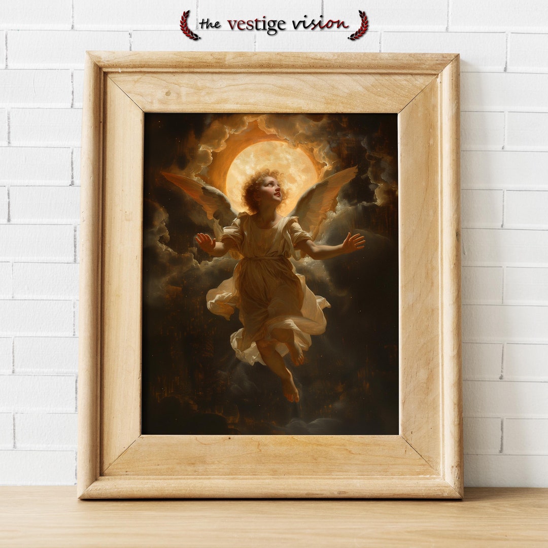 Guardian Angel in Flight | Sun in the Clouds | Religious | Vintage ...