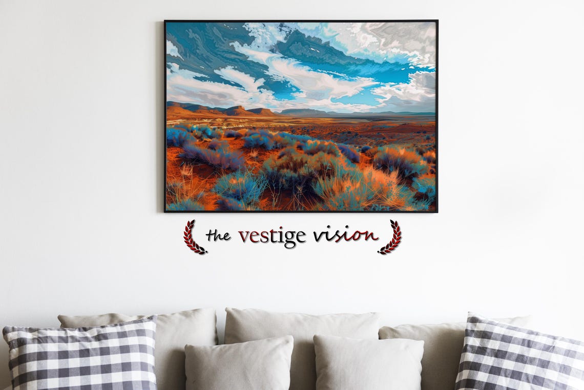 Desert Butte Ridgeline Panorama | Shrubs and Sand | Realistic | Art ...