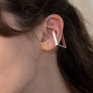 Geometric Square Ear Cuff/ Non Gender Binary Silver Ear Wrap/ Non ...