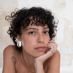 Geometric Square Ear Cuff/ Non Gender Binary Silver Ear Wrap/ Non ...