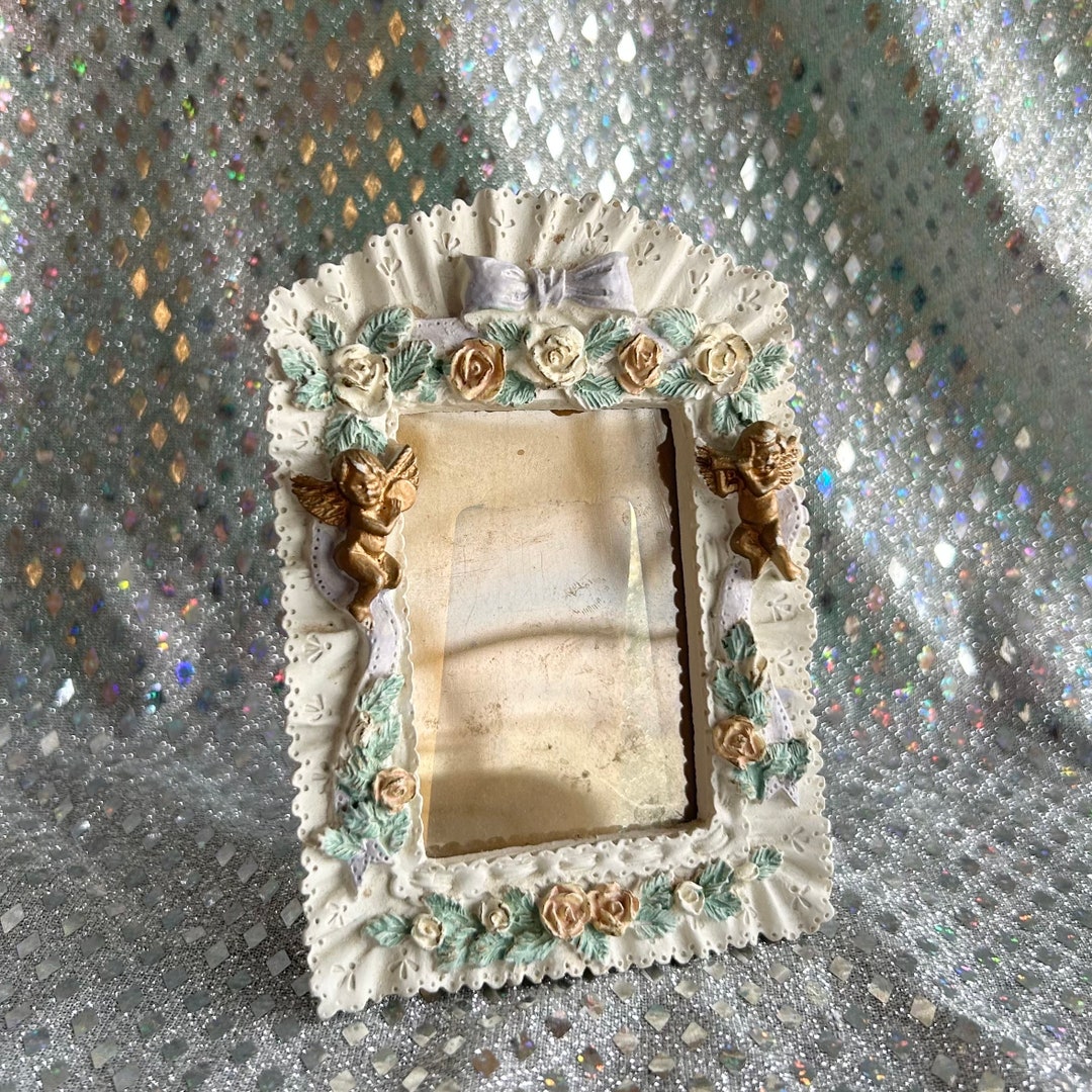 Vintage Small Golden Angel Picture Frame Freestanding Versailles Rococo ...