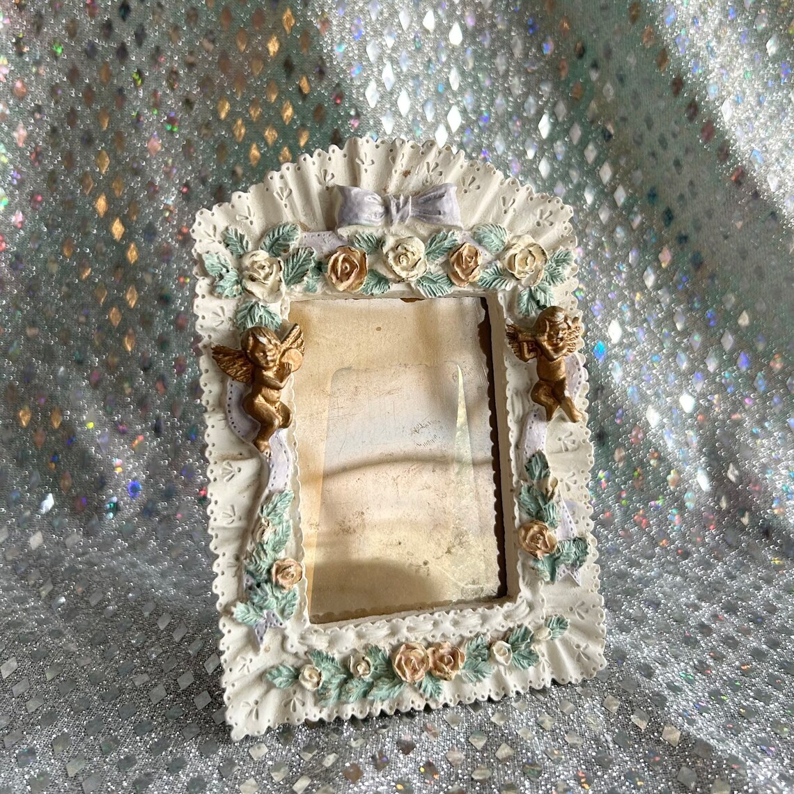 Vintage Small Golden Angel Picture Frame Freestanding Versailles Rococo ...