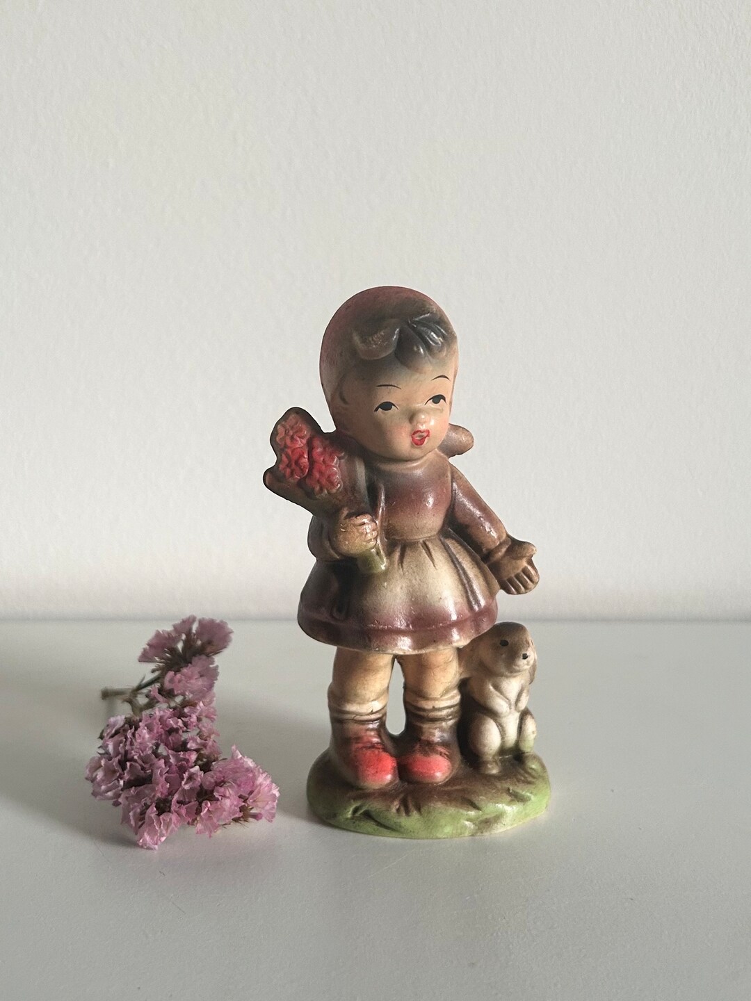 Vintage Girl & Rabbit Figurine Goebel Hummel Germany Antique Ornament ...