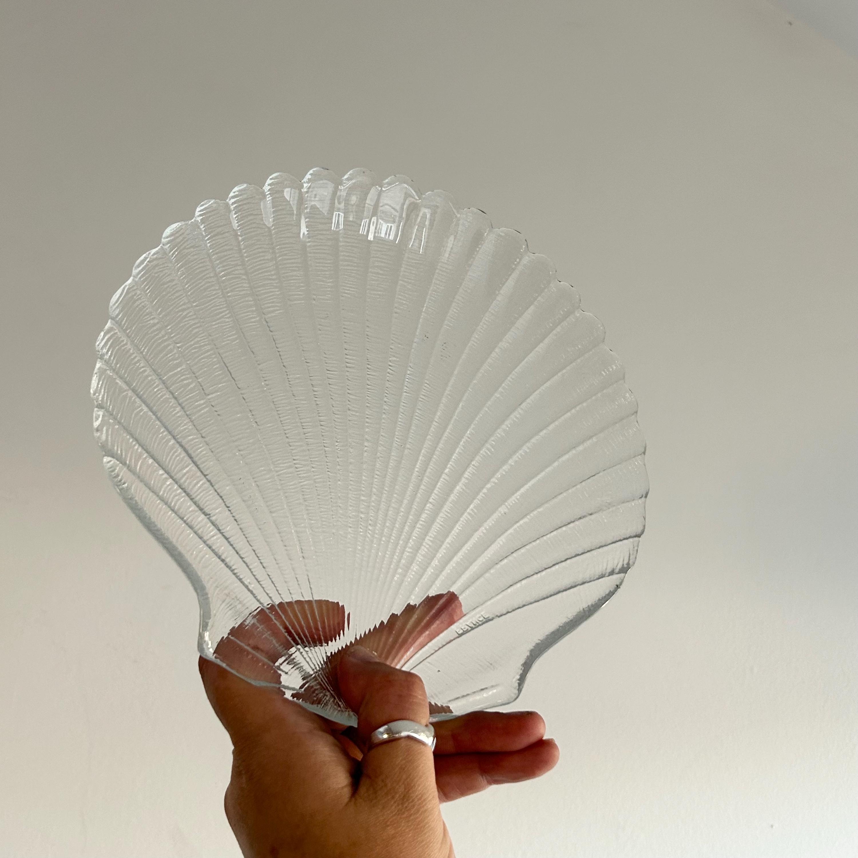 Vintage Glass Seashell Plate - Retro Decorative Glassware, Shell Shaped ...