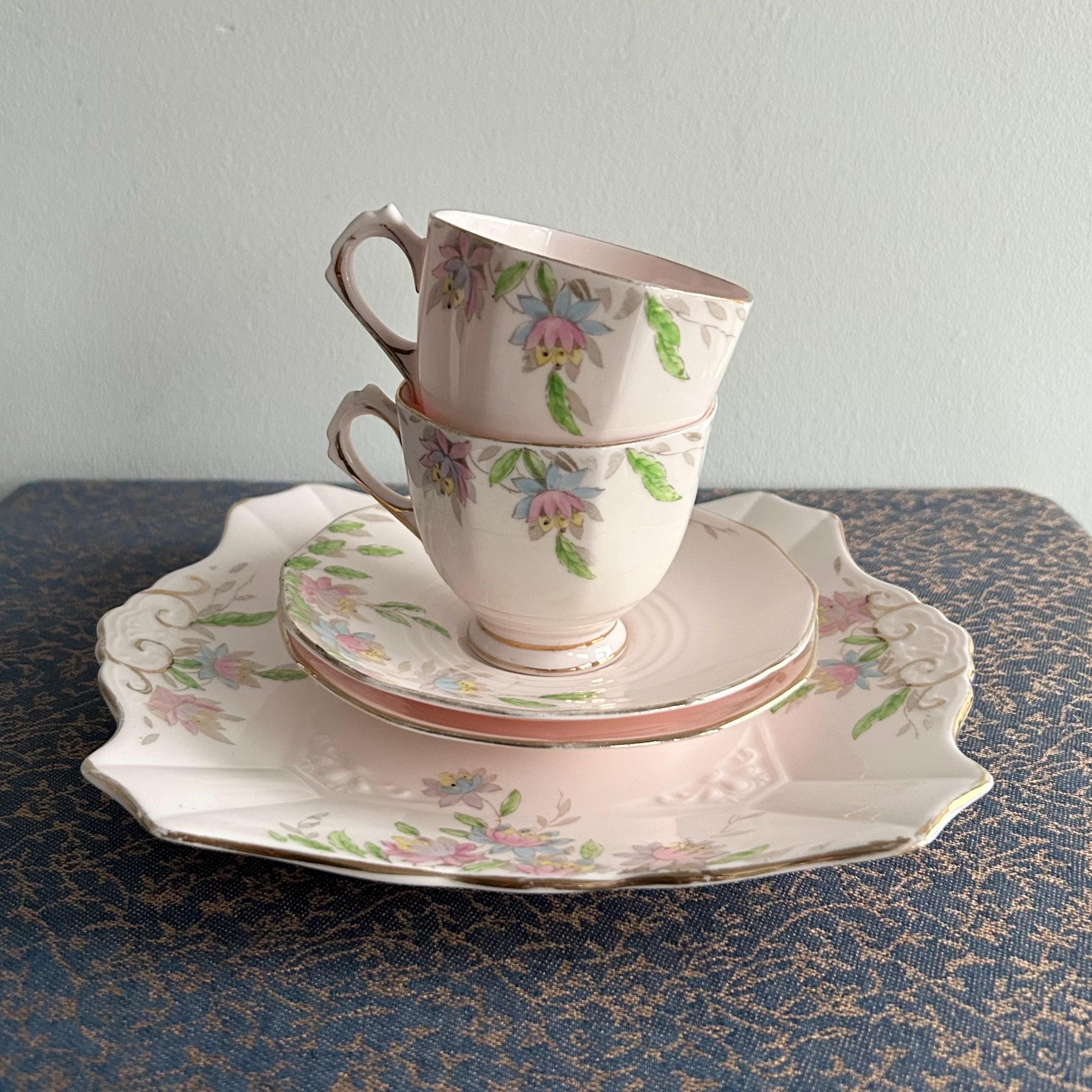 Vintage Tuscan China Teaset - Made in England - Pale Pink Floral Motif ...