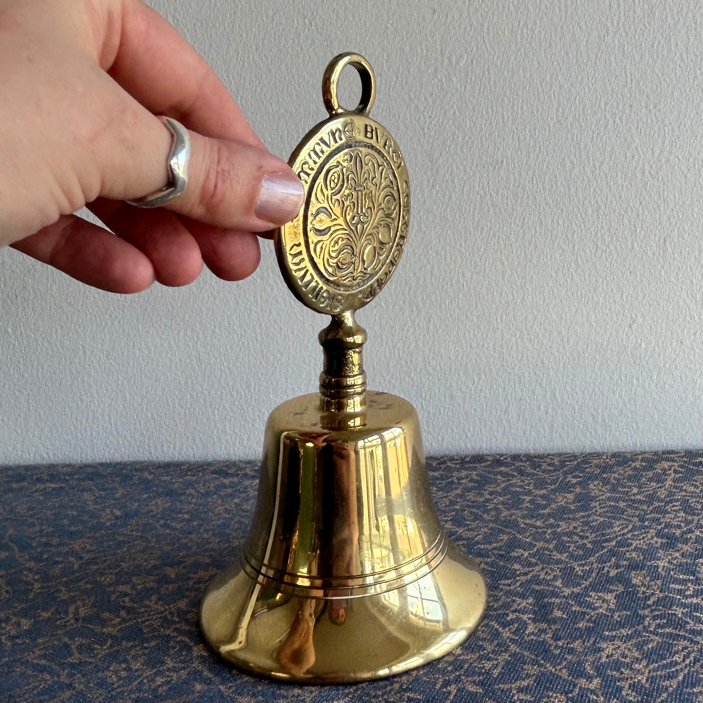 Vintage Cestrefeld Bell - Brass Metal, Sigilum Commune Handbell ...
