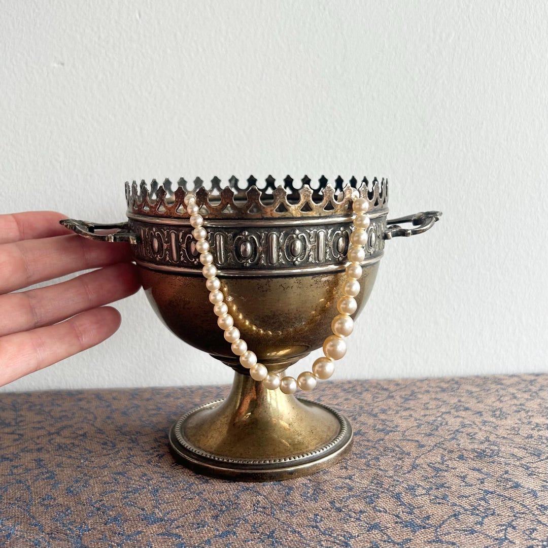 Vintage Metal Bonbon Server - Decorative Lattice Design 1920-1940 - Pot ...