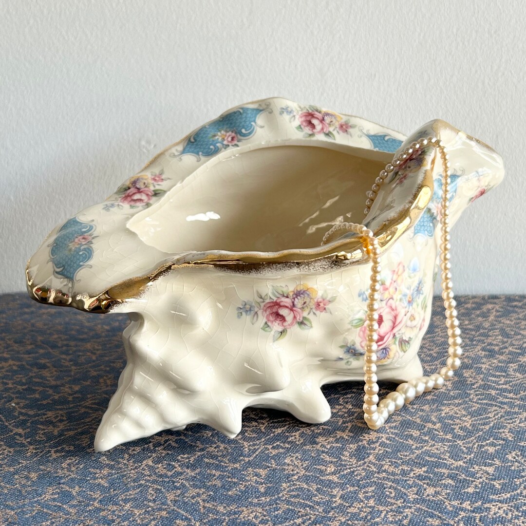Antique Seashell Vase / Jewellery Holder - Statement Decor, Romantic ...