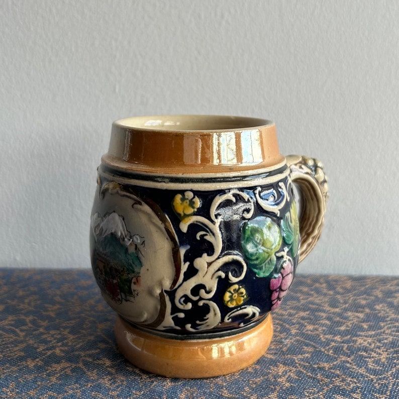 Vintage Austrian Beer Mug Decorative Ceramic Glaze Solbad Hall Tirol ...