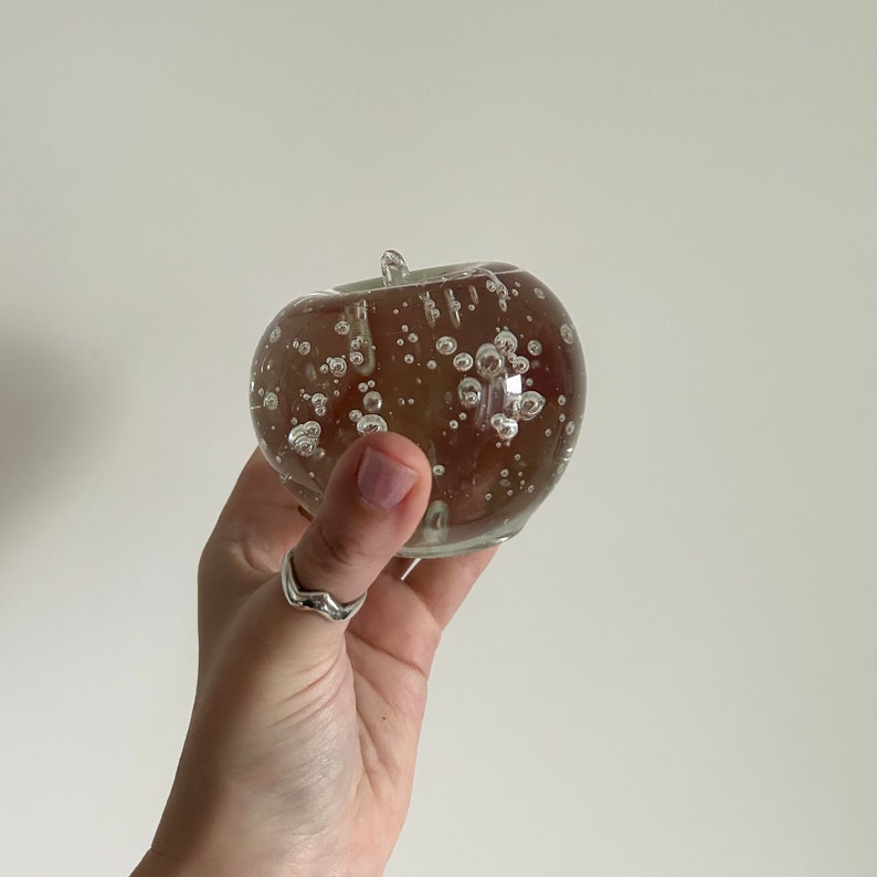 Vintage Glass Apple Model / Paperweight Bubble & Clear Ornament, 90s ...