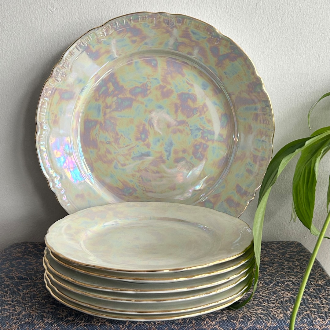 Vintage Lustre Porcelain Plate Set - Gebruder Benedikt Made in ...