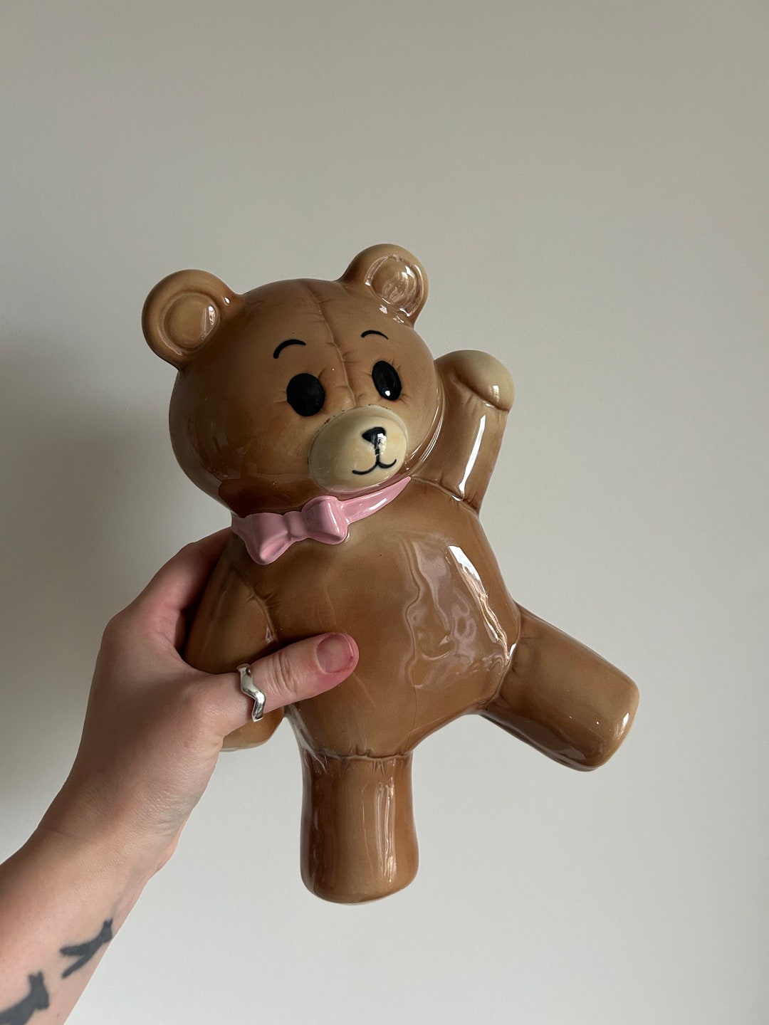 Retro Teddy Bear Wall Ceramic - Quirky Nursery Vintage Cute Ornamental ...