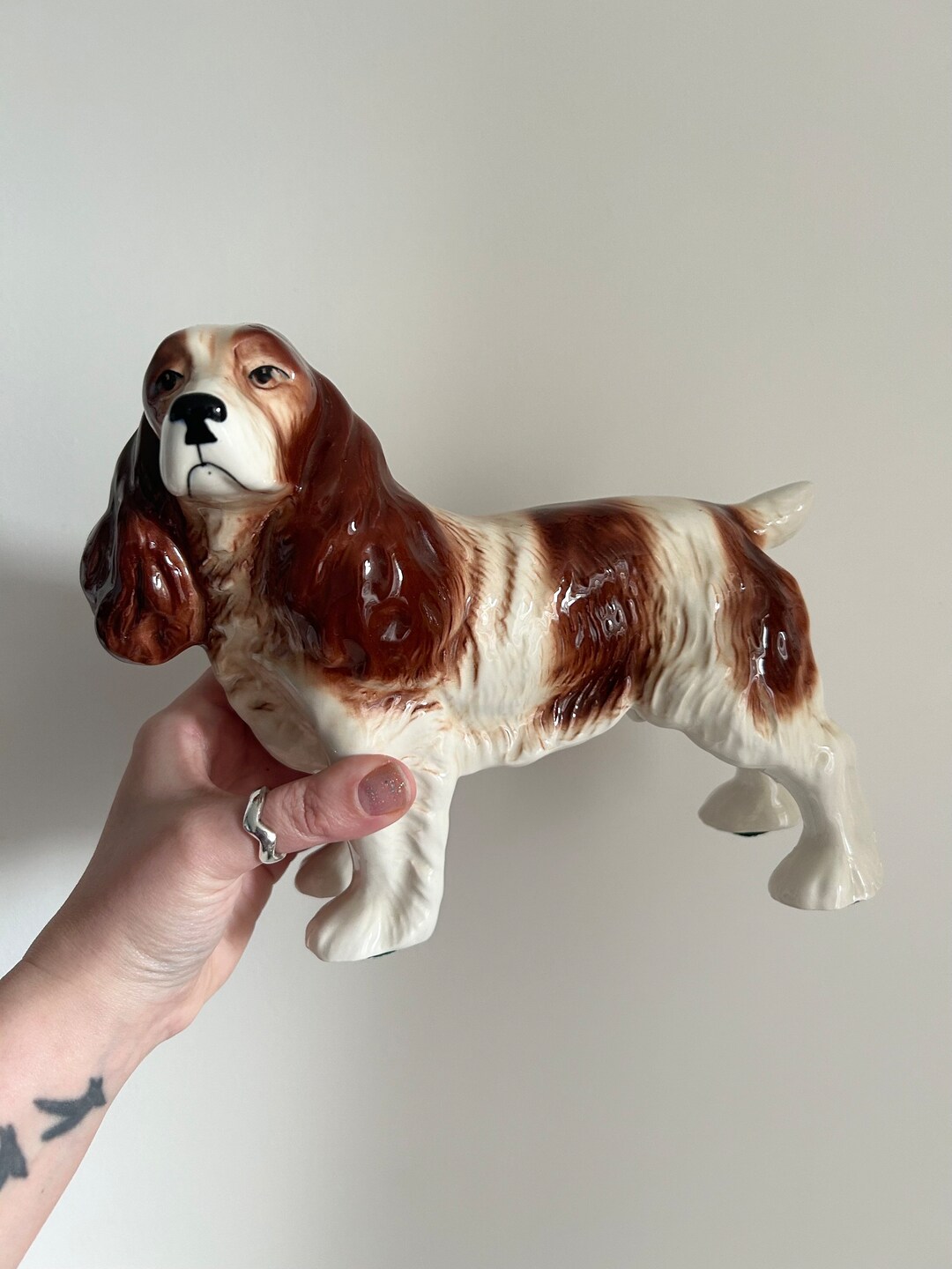 Vintage Spaniel Dog Figurine - Ceramic Home Decor - Sweet Large Puppy ...