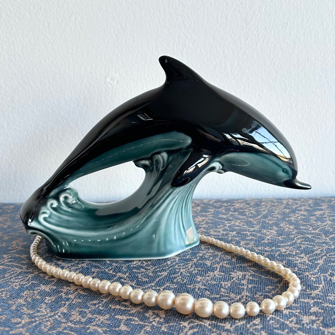 Vintage Poole Pottery Dolphin Figurine - Glaze Ceramic Ornament - 70s ...